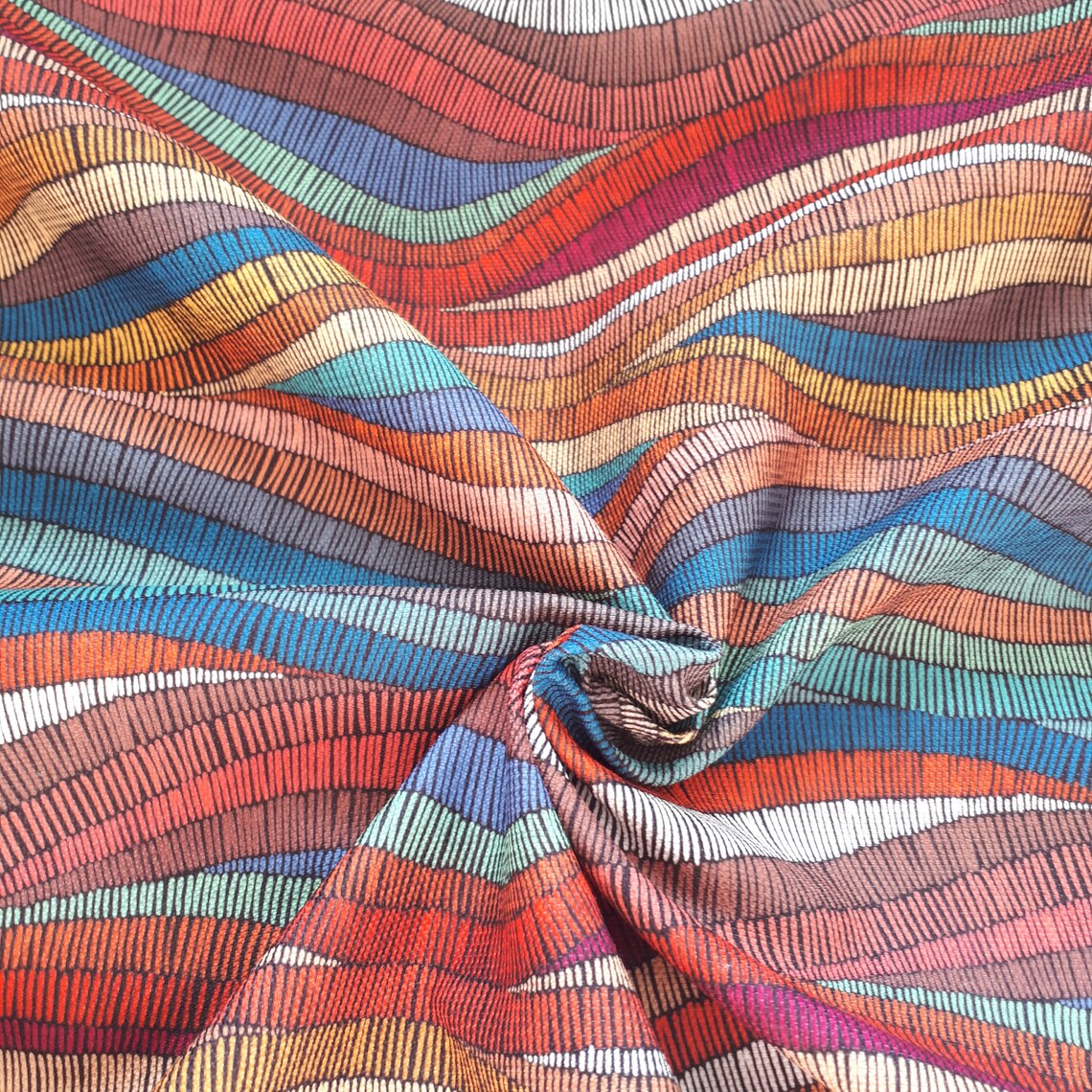 Geometric colorful modern wave pattern fabric abstract print | Etsy