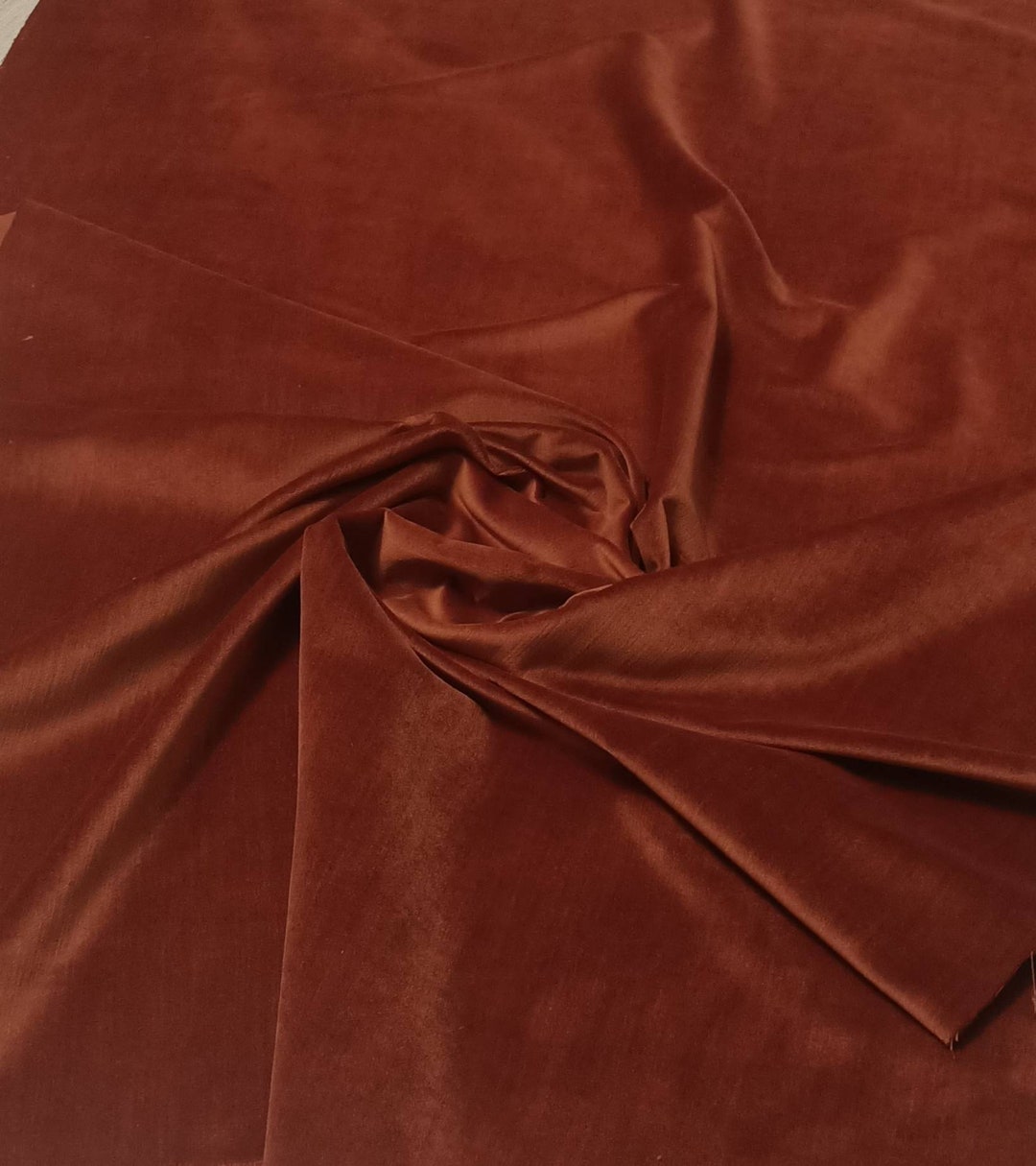 Terracotta Velvet Upholstery Fabric, Rust Velvet Chair Fabric, Orange ...