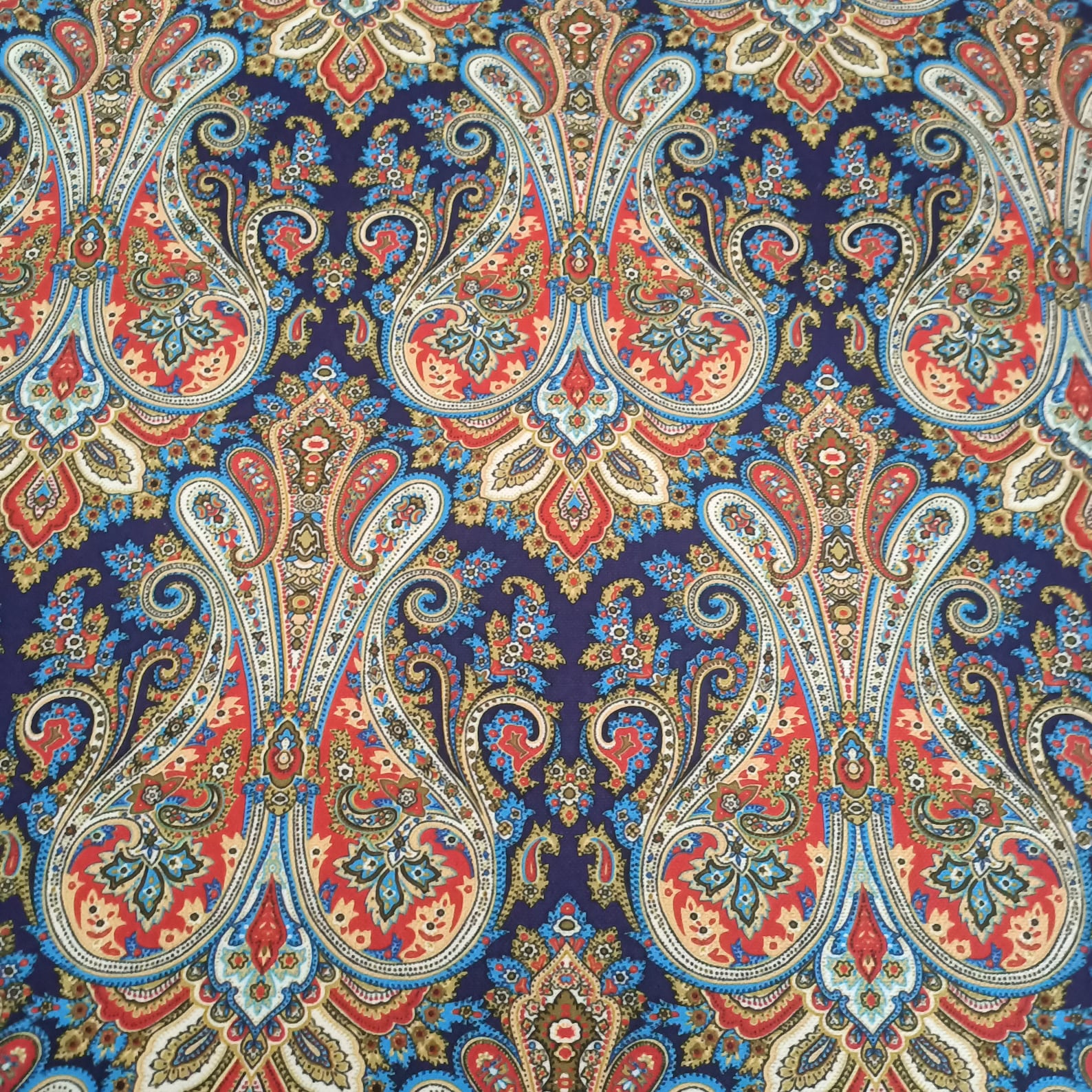 Blue Paisley Fabric for Upholstery Paisley Teal Orange Fabric | Etsy