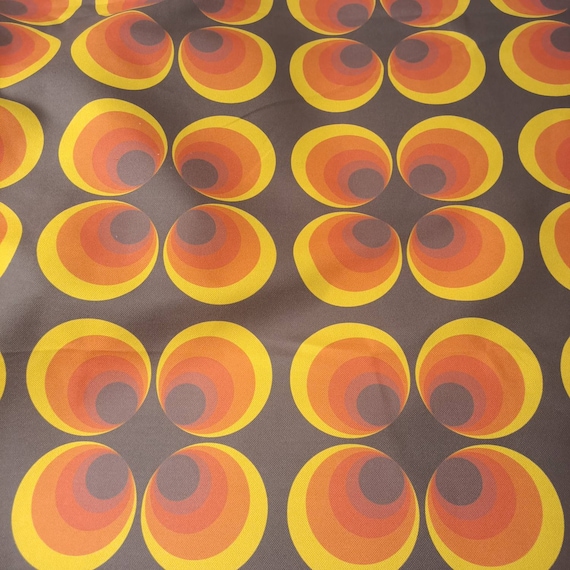 Retro Orange Yellow Fabric Retro Decor 1960s 1970s Retro Mid - Etsy