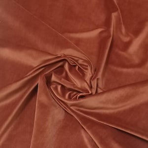 Terracotta Velvet Upholstery Fabric, Rust Velvet Chair Fabric, Orange ...