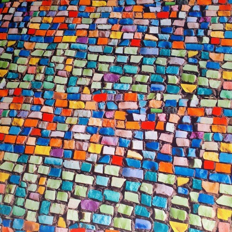 Mosaic Brick Wall Print Fabric Colorful Brick Pattern Fabric - Etsy