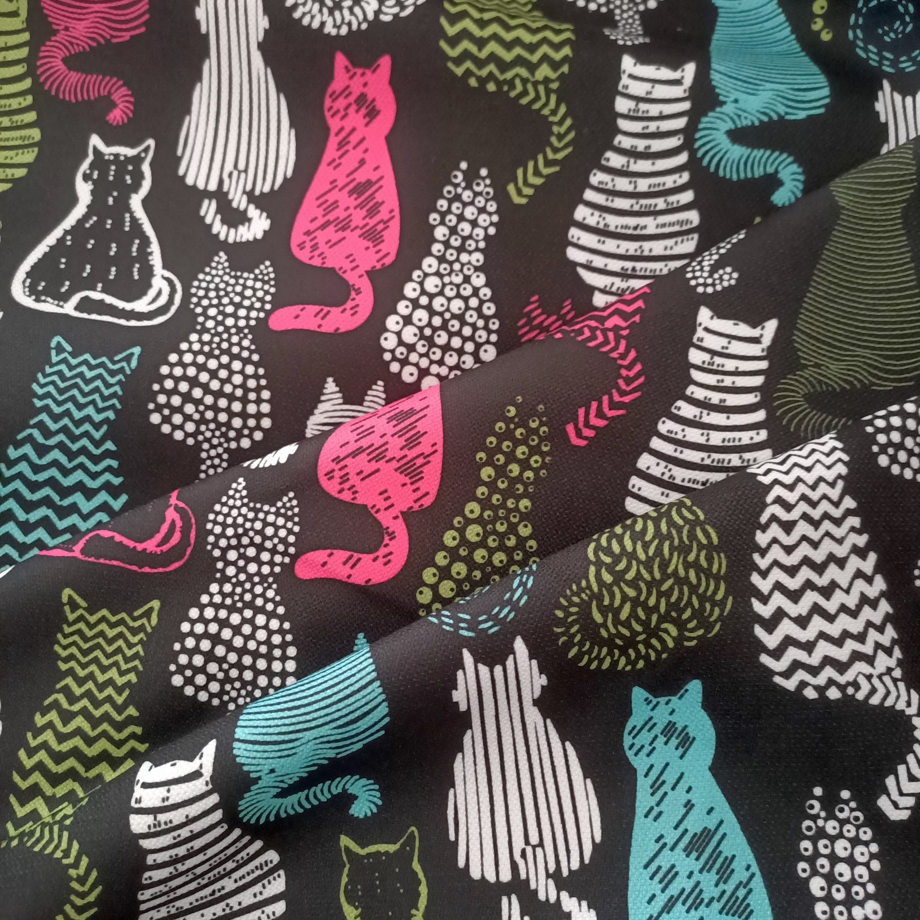 Cat Fabric by the Yard Pop Art Cat Upholstery Fabric Kitten - Etsy