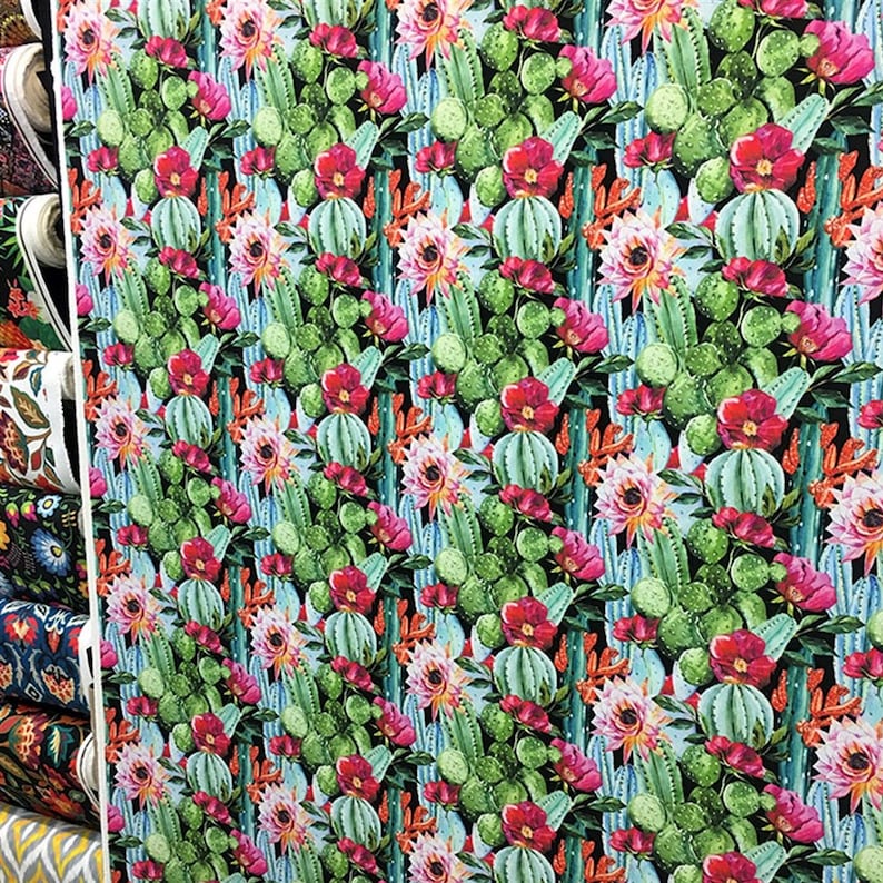 Cactus Fabric,cactus Upholstery Fabric, Cactus Flower by the Yard ...