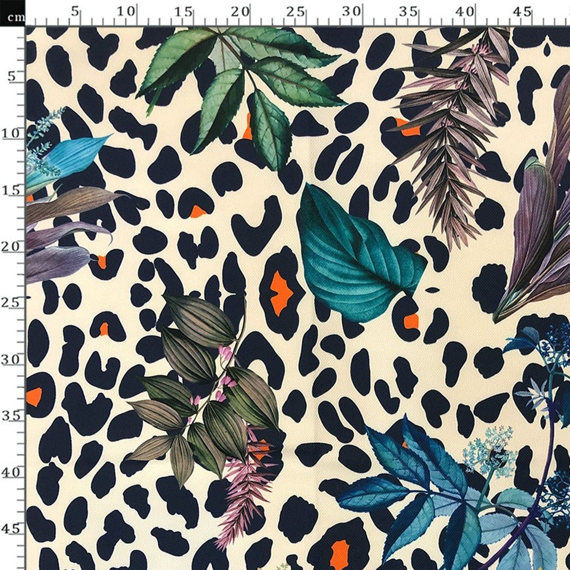 Leopard Floral Fabric by the Yard Upholstery Exotic Animal - Etsy