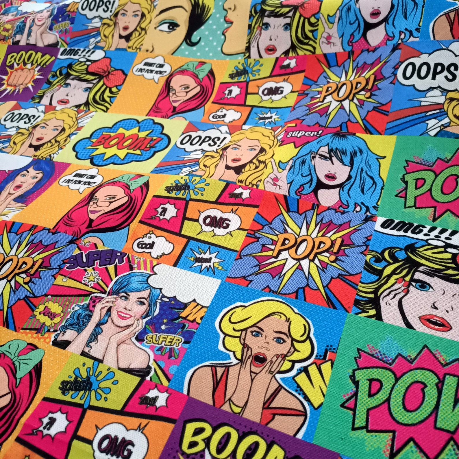 Pop Art Comic Art Book Print Fabric Woman Man Print Fabric | Etsy