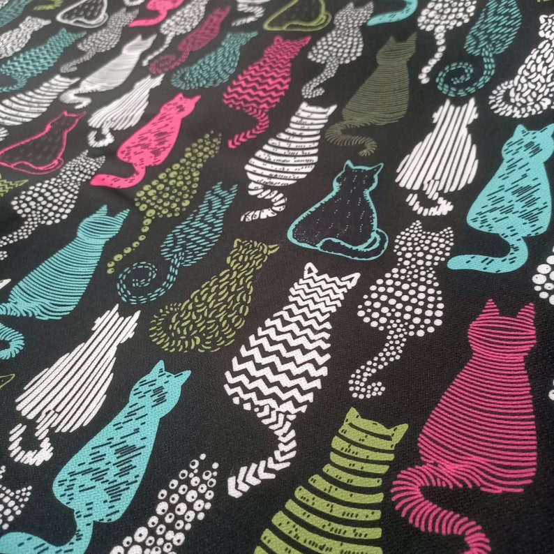 Cat Fabric by the Yard Pop Art Cat Upholstery Fabric, Kitten Print ...