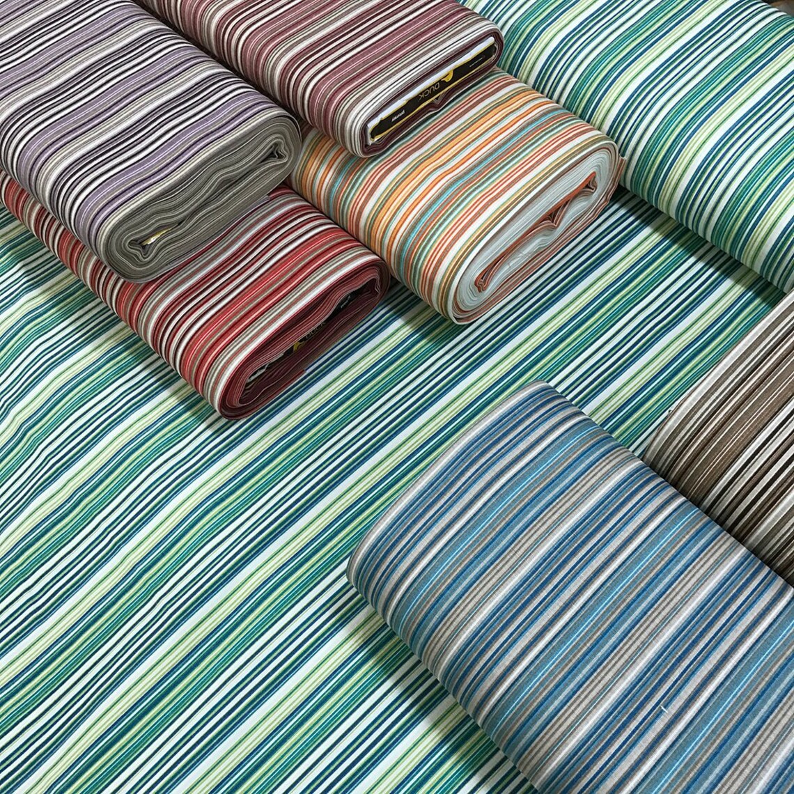 Vertical Stripe Fabric Blue Beige Striped Geometric Striped - Etsy