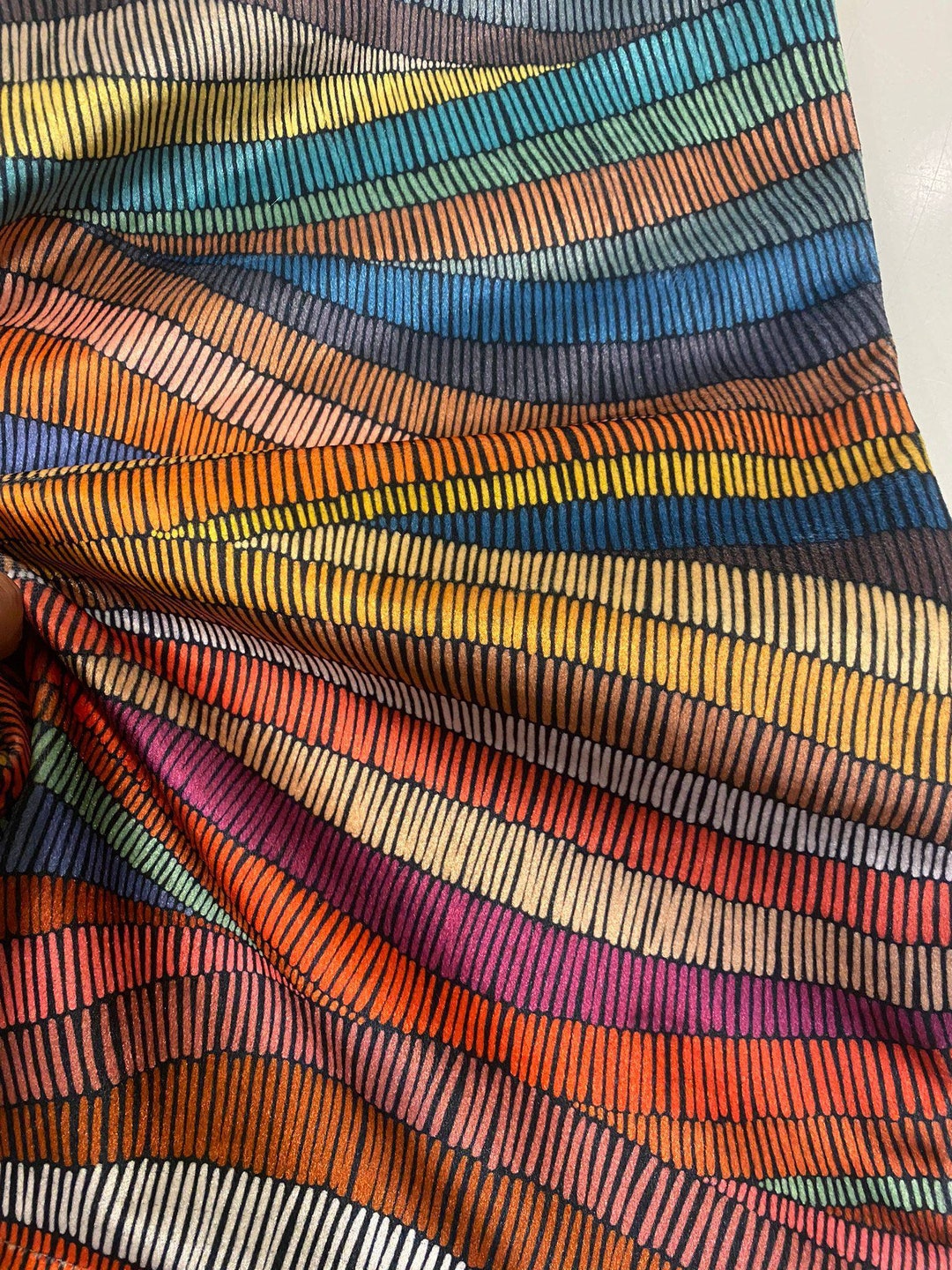 Italian Velvet Wave Upholstery Fabric, Geometric Wavy Pattern Fabric ...