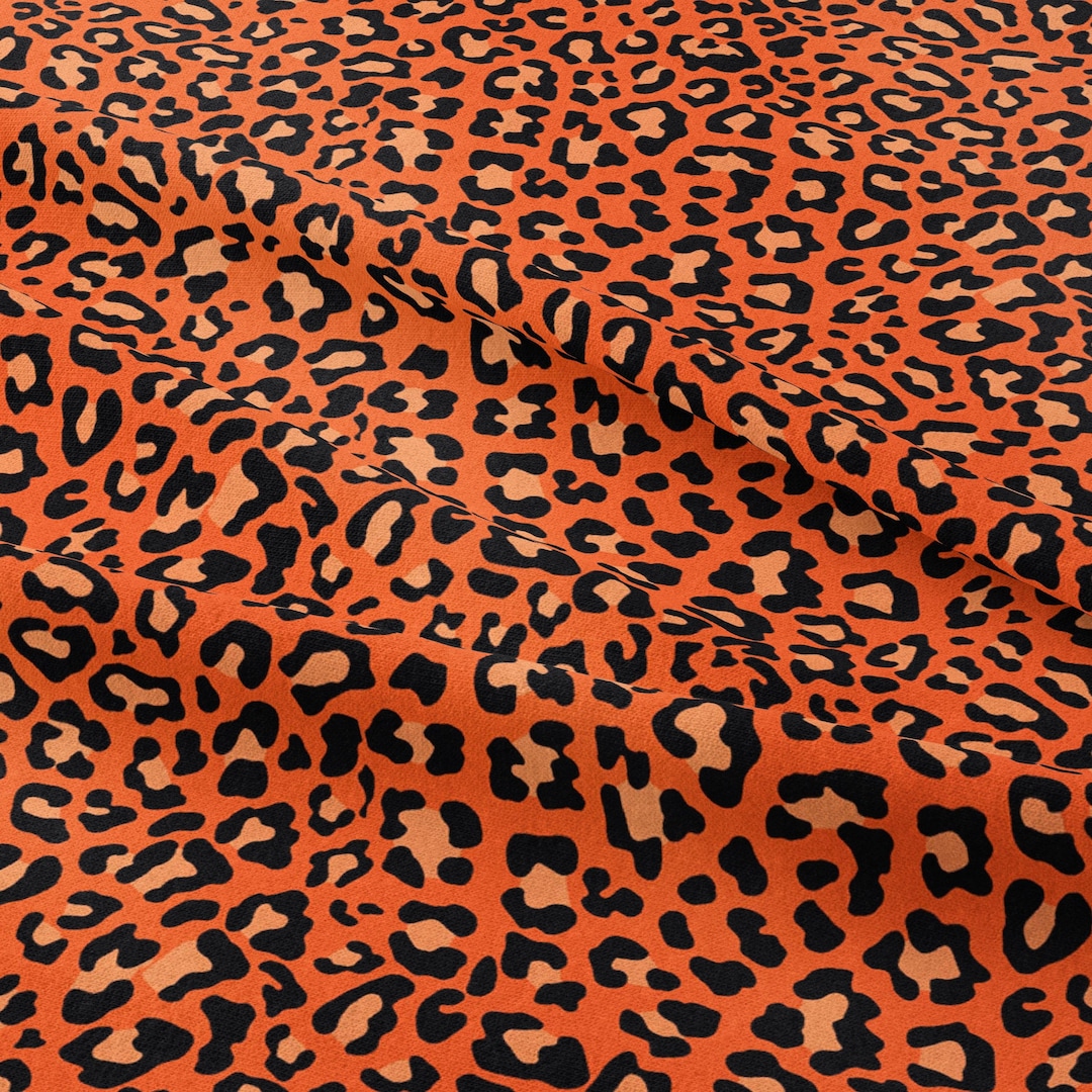 Leopard Orange Fabric, by the Yard Fabrics, Upholstery Fabrics, Leopard ...