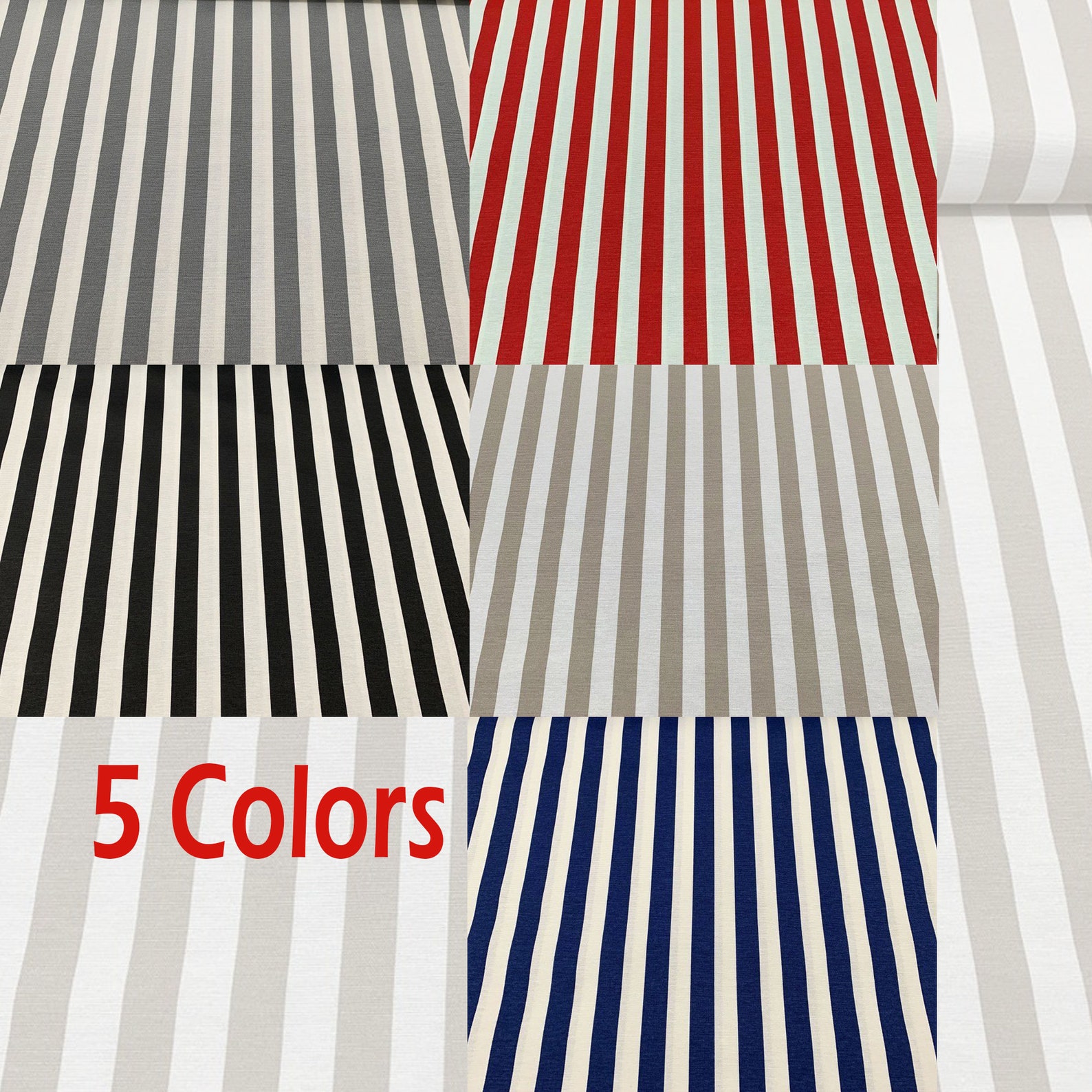 Red White Stripe Canvas Fabric by the Yard Cotton Striped - Etsy