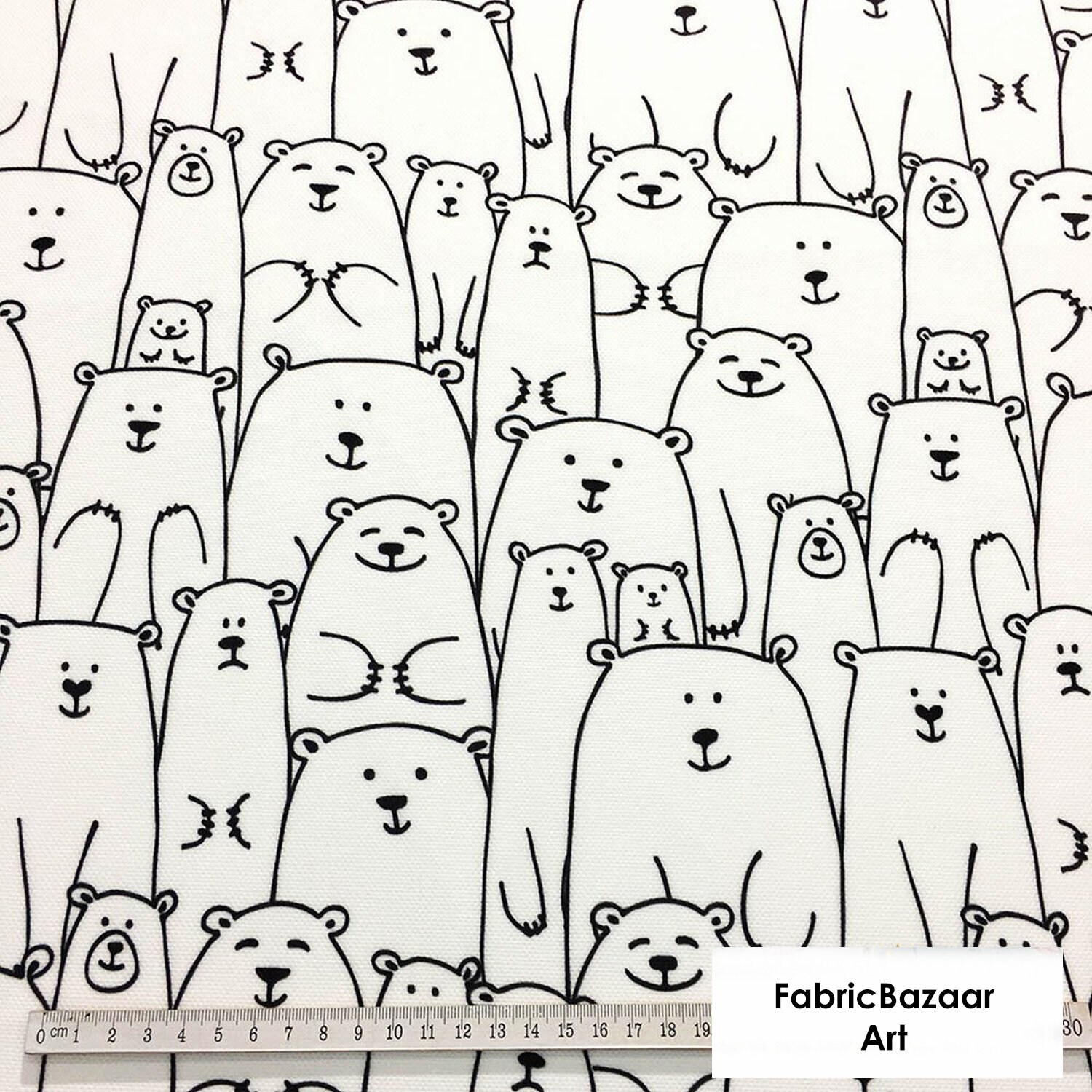 Polar bear print fabric white bear fabric by the yard for | Etsy