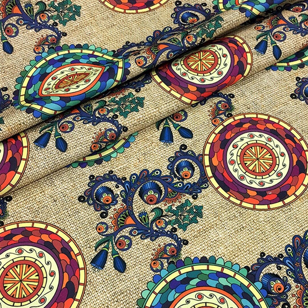 Circle Print Fabric, Ethnic Fabric, Authentic Mandala Fabric ...