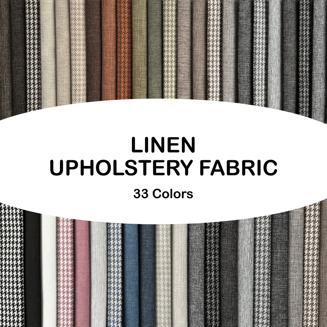 LINEN Upholstery Fabric, Thick Linen by the Yard Fabric,houndstooth ...