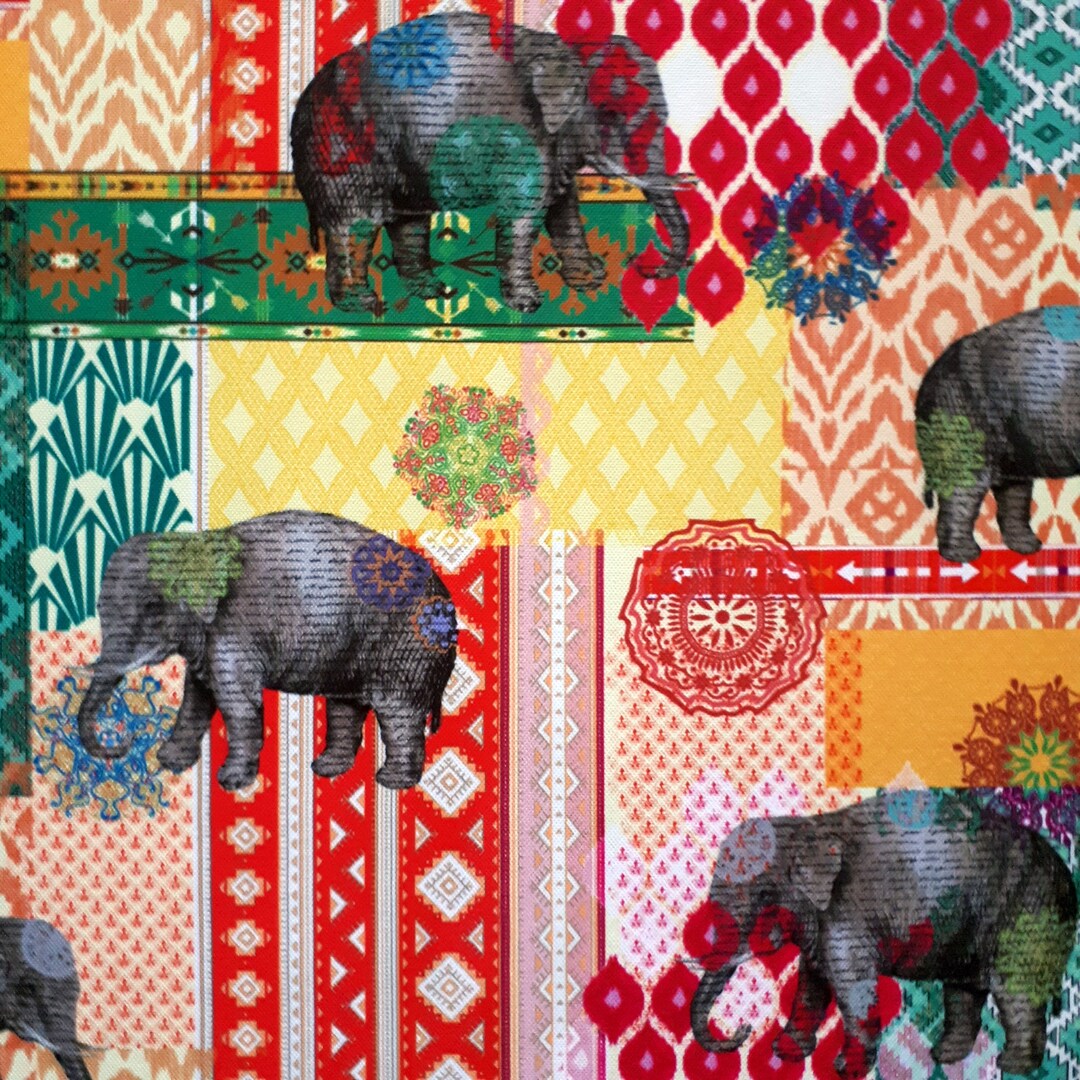 Elephant Fabric, Ethnic, Authentic Indian Fabric by the Yard Upholstery ...