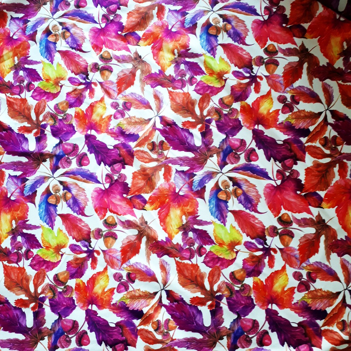 Oak tree Leaf and acorn pattern fabric for uphosltery | Etsy