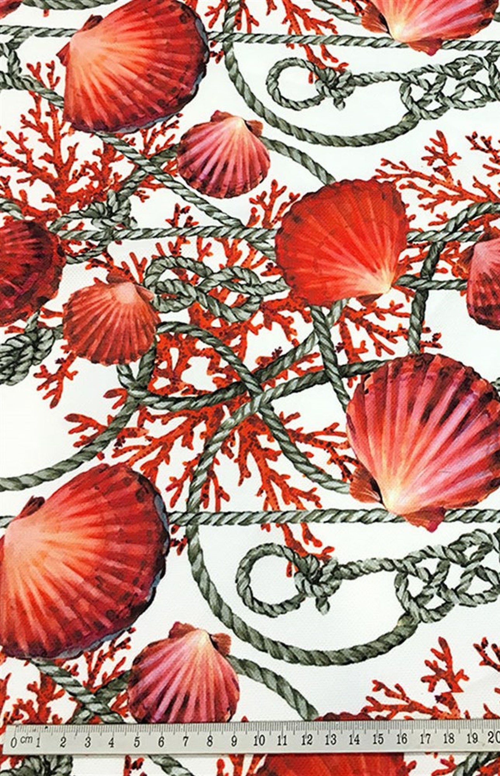 Red Mussel Pattern Fabric Rope Print Fabric Coral Print | Etsy