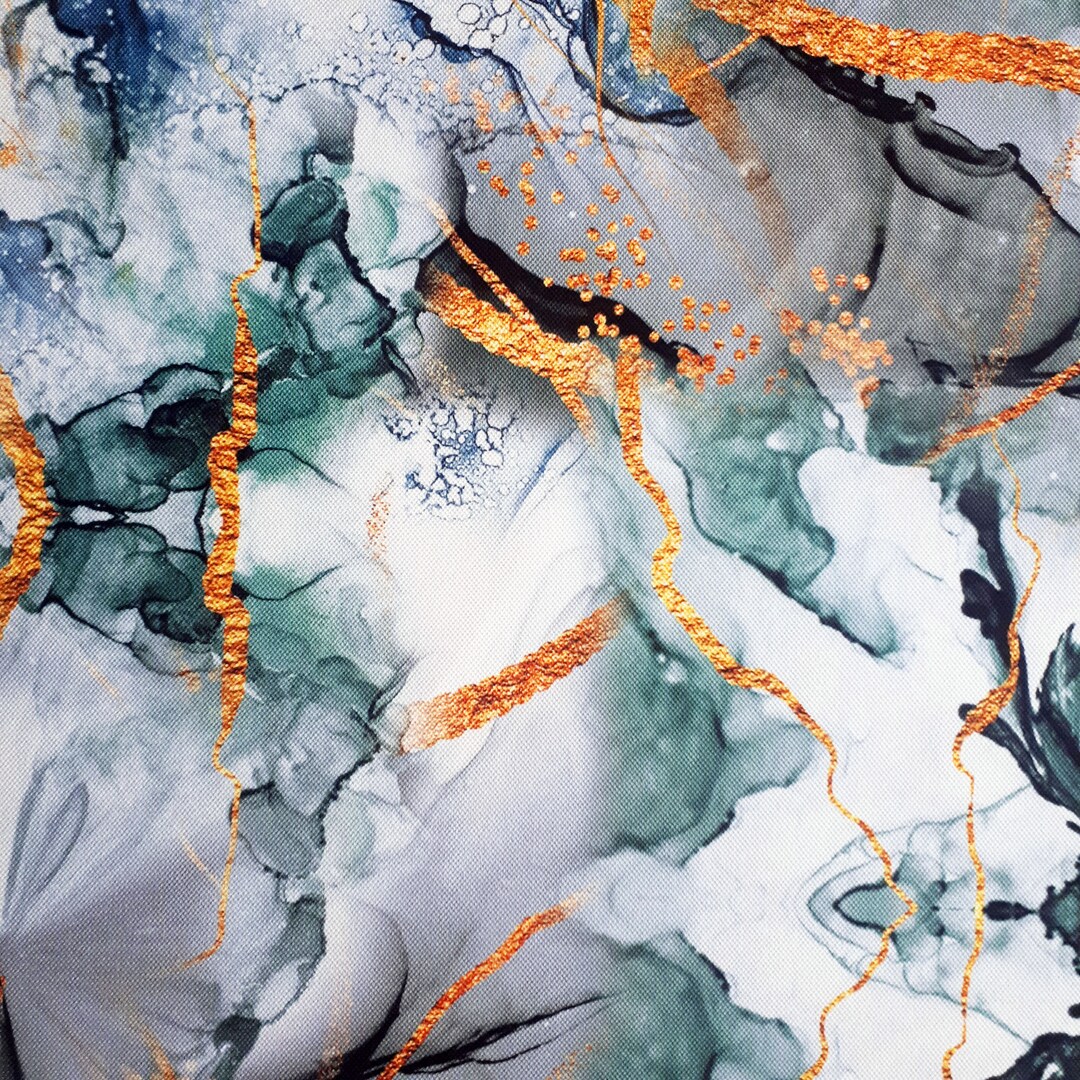 White Gold Marble Print Fabric for Upholstery, Curtains, Table Runner ...