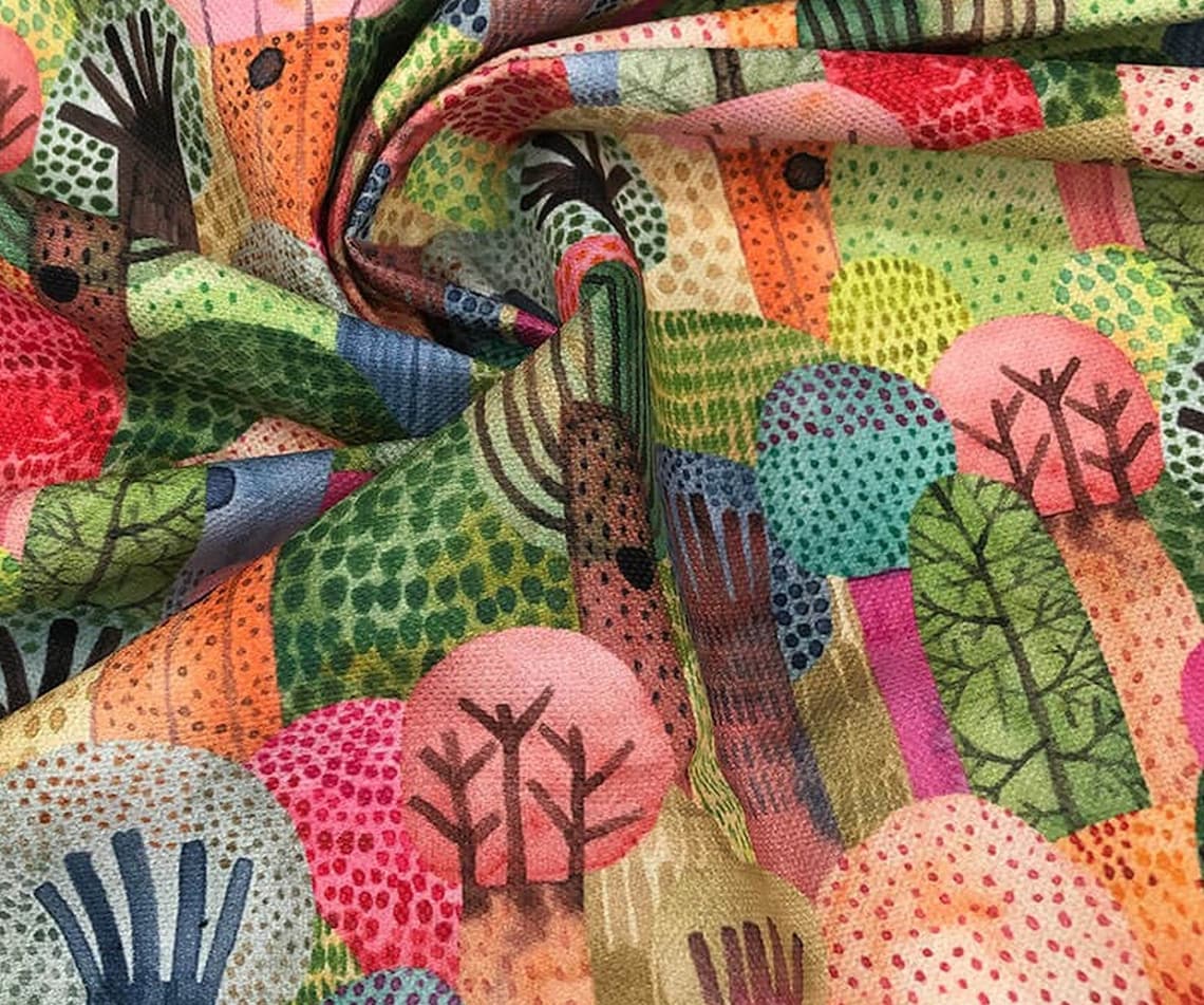 Tree Fabric, Forest Fabric, Jungle Fabric, Upholstery Fabric, by the ...