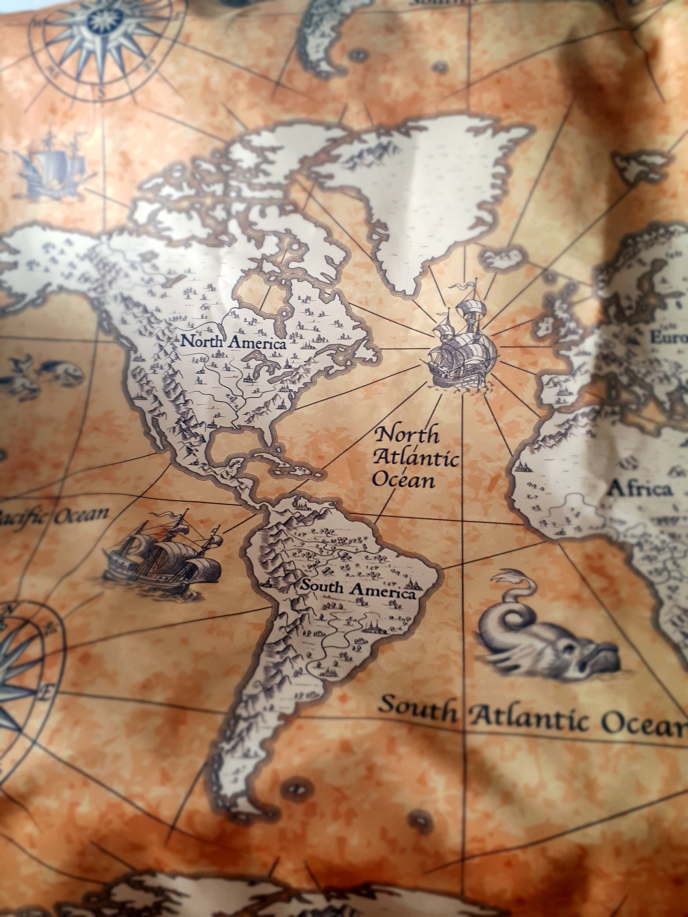 Aging Map Print Fabric Old World Map Print Fabric Vintage | Etsy Canada