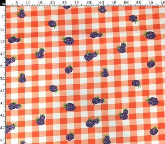 Gingham Grape Fabric by the Yard Upholstery Fruit Furnishing | Etsy