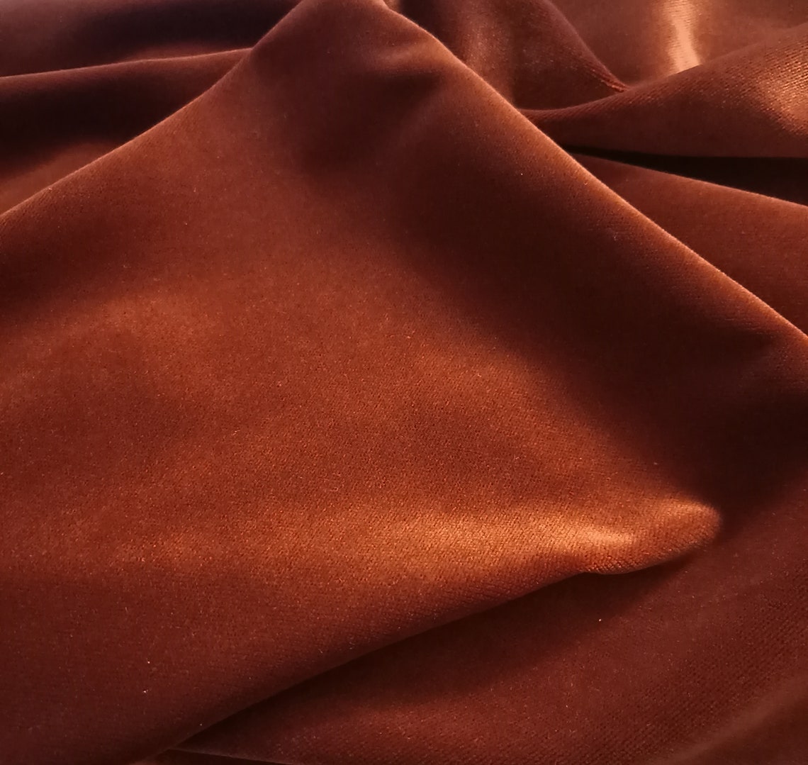 Terracotta Velvet Upholstery Fabric Rust Velvet Chair Fabric | Etsy