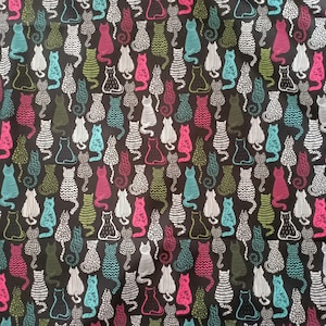 Cat Fabric by the Yard Pop Art Cat Upholstery Fabric, Kitten Print ...