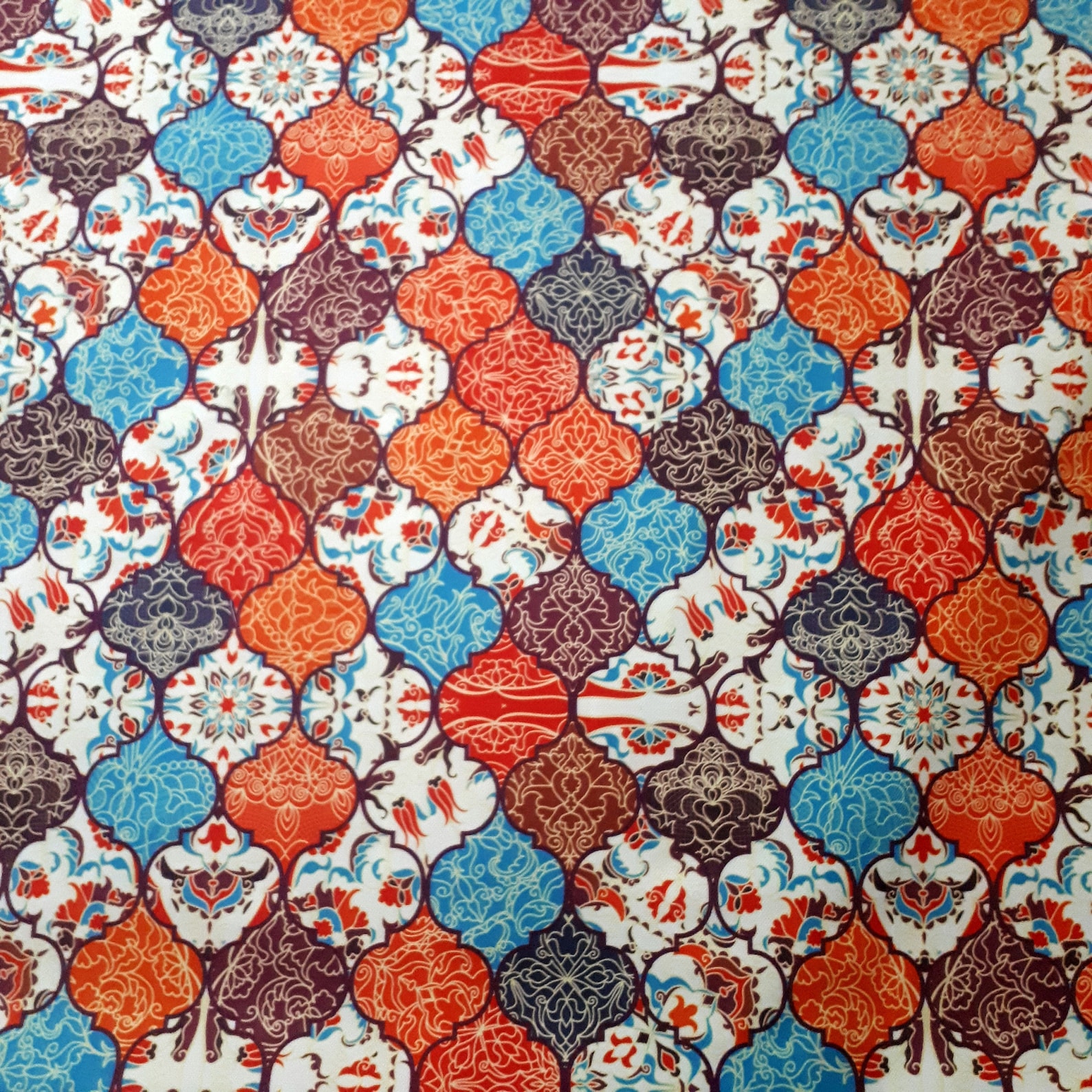 Orange Moroccan Fabric by the Yard Orange Turquoise White | Etsy