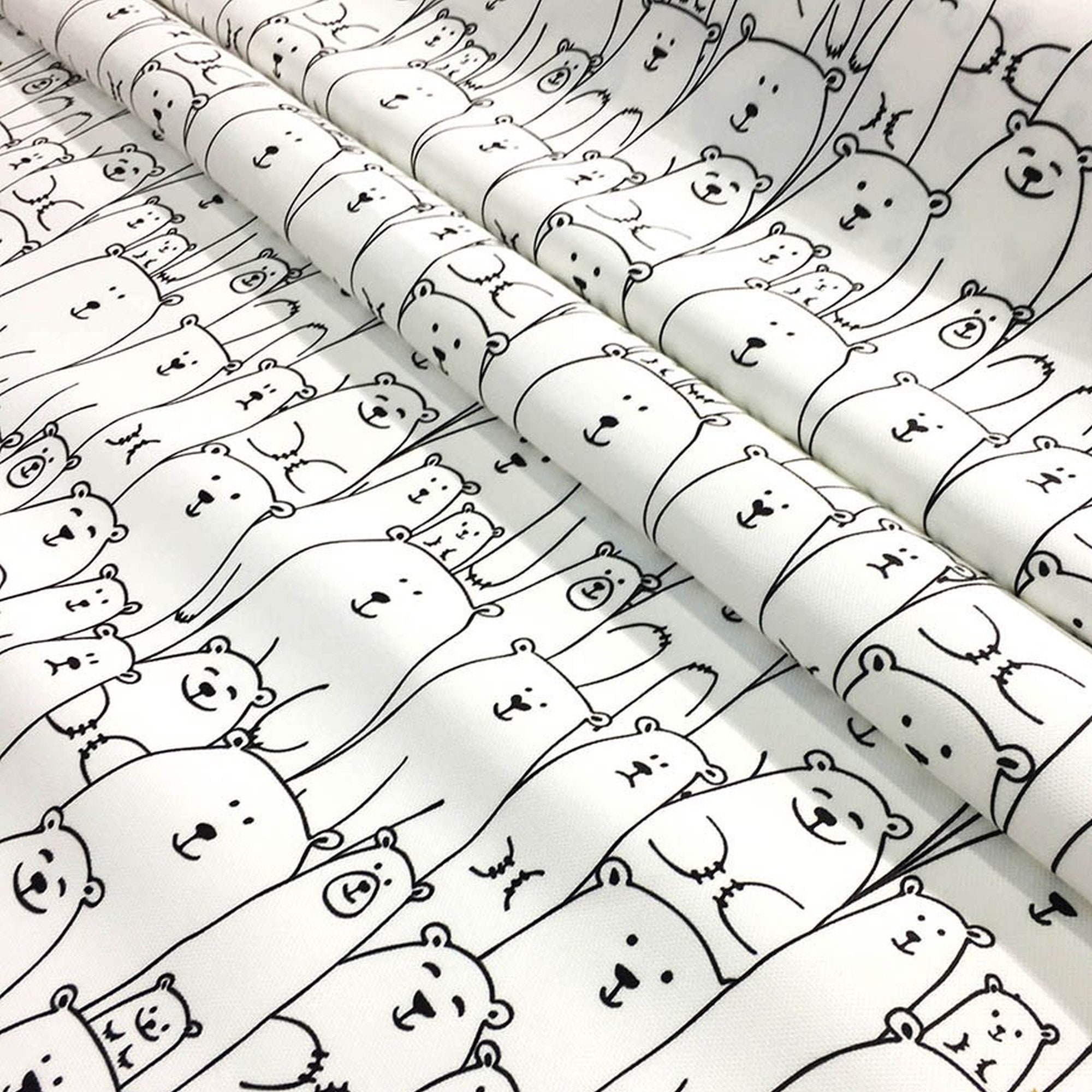 Polar bear print fabric white bear fabric by the yard for | Etsy