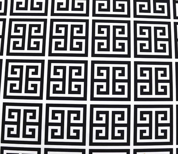 Greek Key Black and White Fabric for Greek Key Pillow | Etsy