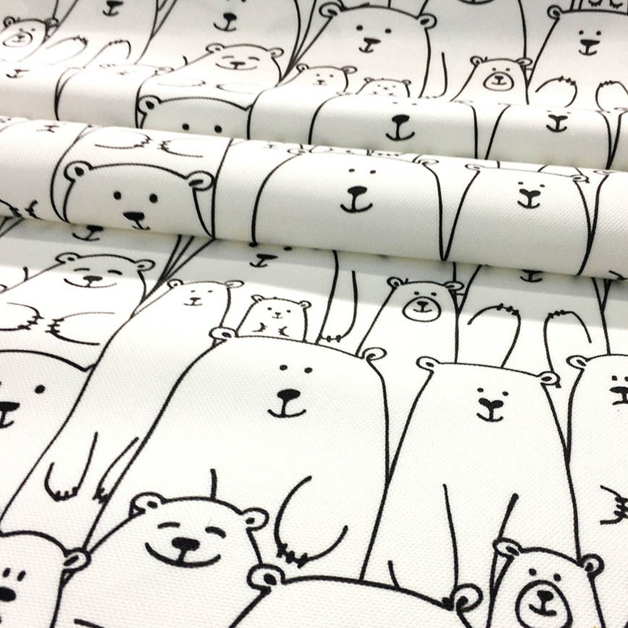 Polar Bear Print Fabric White Bear Fabric by the Yard for - Etsy