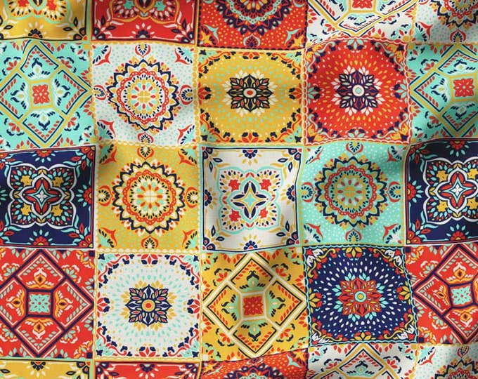 Spanish Tiles Fabric Viva España by Cassiopee Traditional Spanish Tiles ...