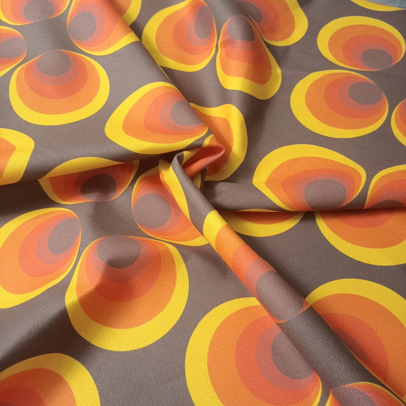 Retro Orange Yellow Fabric, Retro Decor 1960s 1970s, Retro Mid Century ...