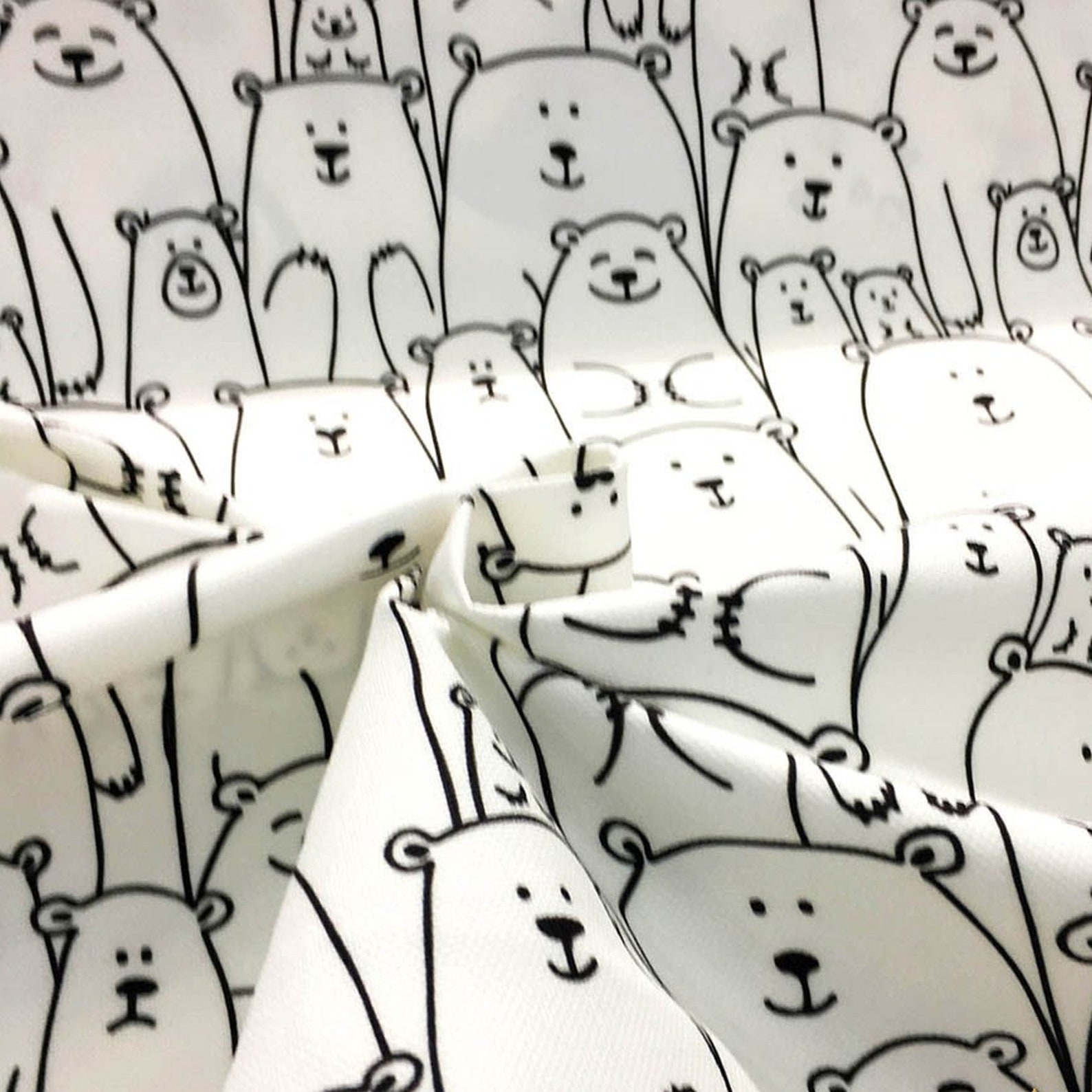 Polar bear print fabric white bear fabric by the yard for | Etsy