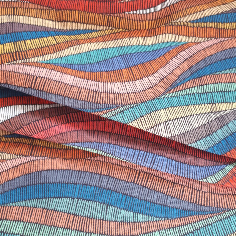 Geometric colorful modern wave pattern fabric abstract print | Etsy