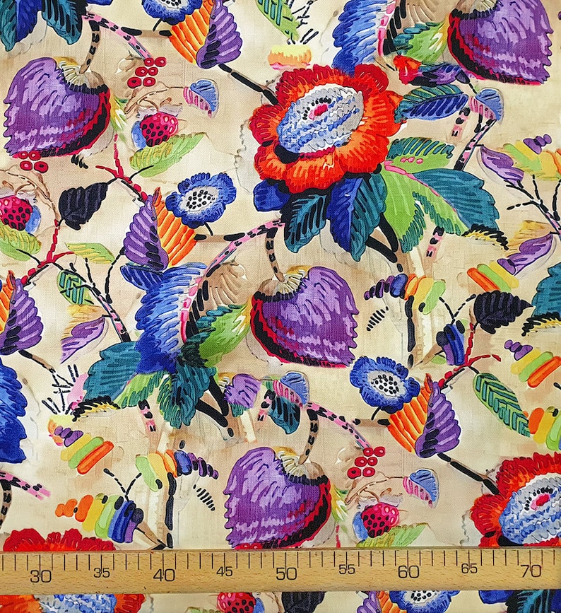 Country Floral Upholstery Fabric, Vintage by the Yard for Home Decor ...