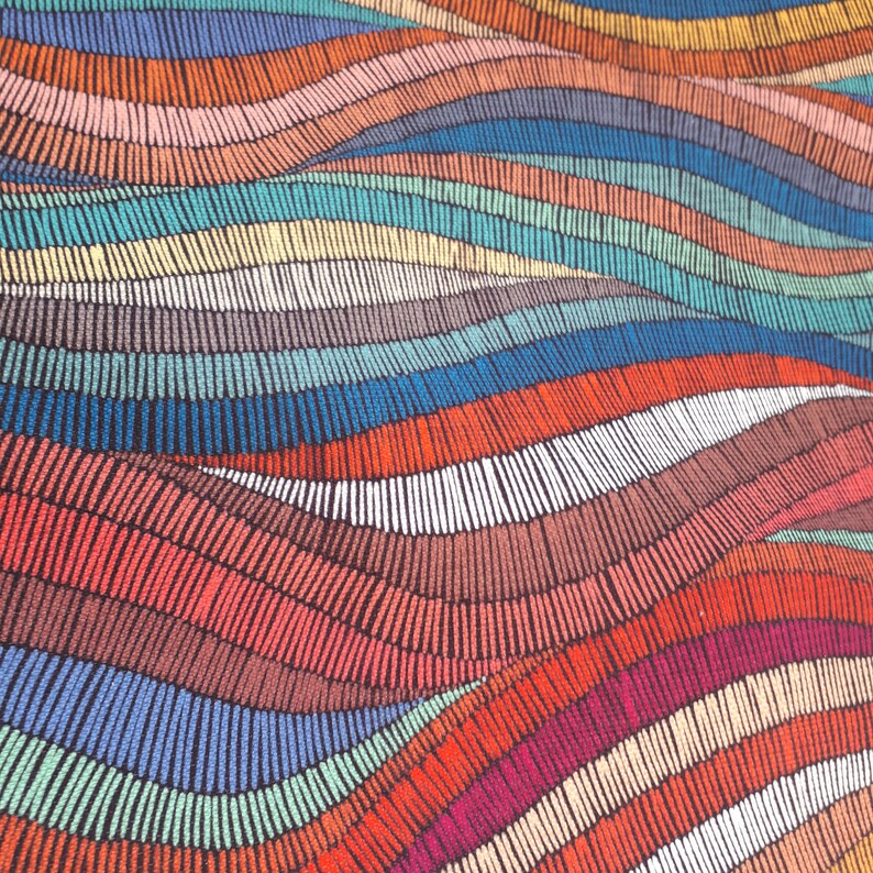 Geometric colorful modern wave pattern fabric abstract print | Etsy