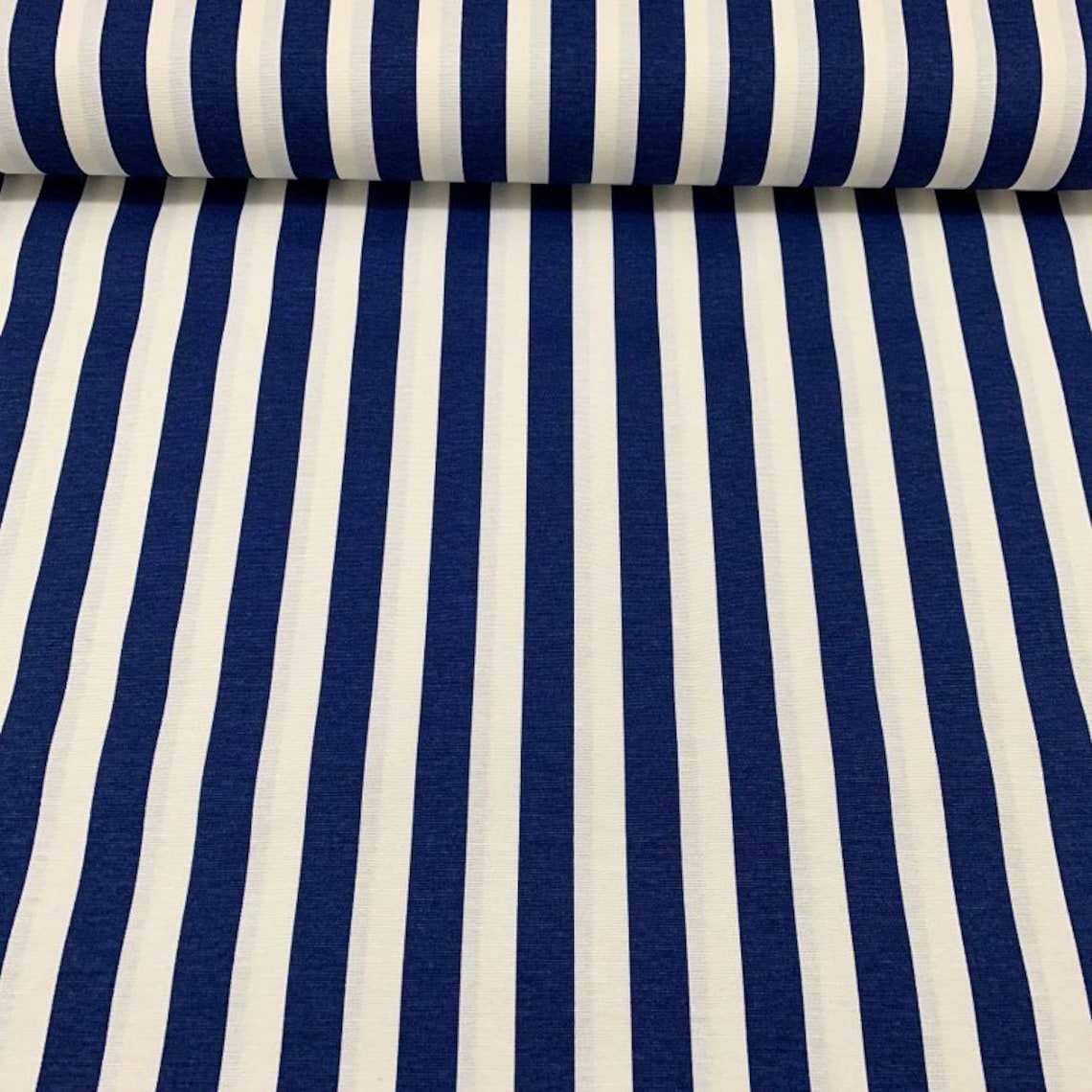 Blue White Stripe Upholstery Fabric by the Yard Canvas Water - Etsy