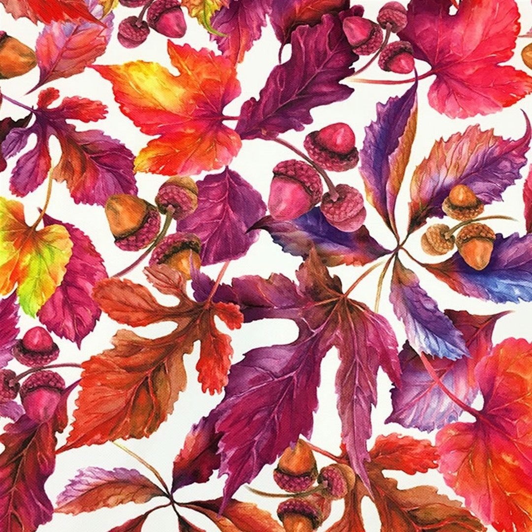 Oak Leaf, Acorn Print Fabric, by the Yard for Upholstery, Curtain, Sofa ...