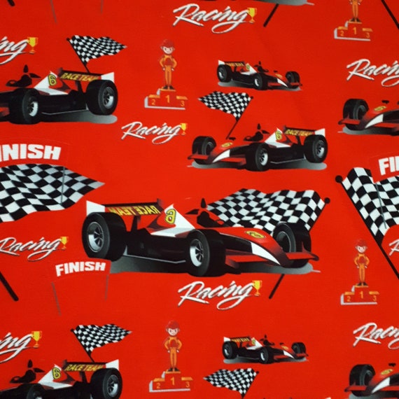 Rally Racing Car Fabric Red Car Curtain Upholstery Fabric by | Etsy