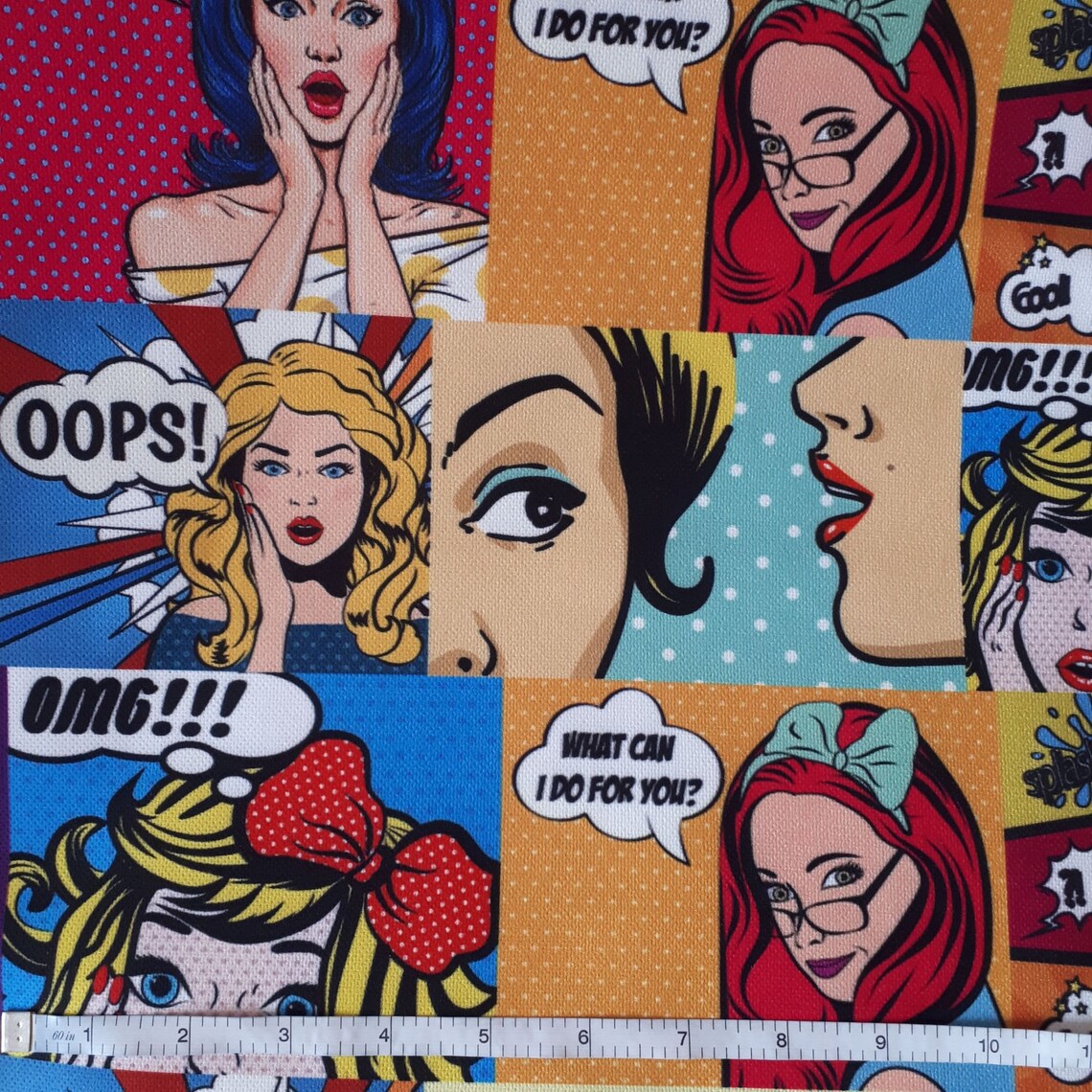 Pop Art Comic Art Book Print Fabric Woman Man Print Fabric | Etsy