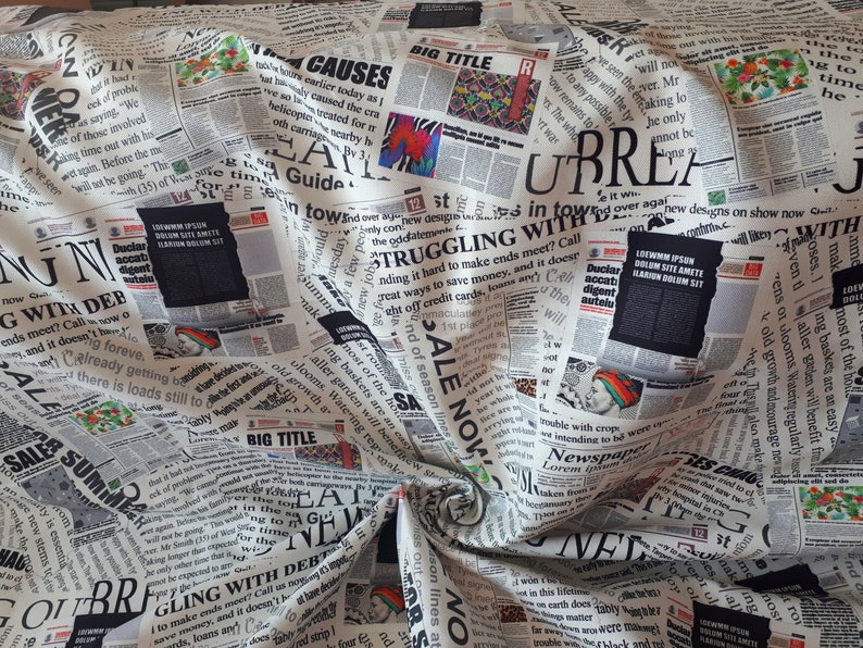 Newspaper Paper by the Yard Fabric Gazette Paper Journal - Etsy