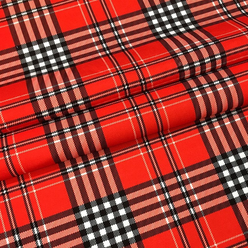 British Plaid Fabric British Scottish Tartan Upholstery Red | Etsy