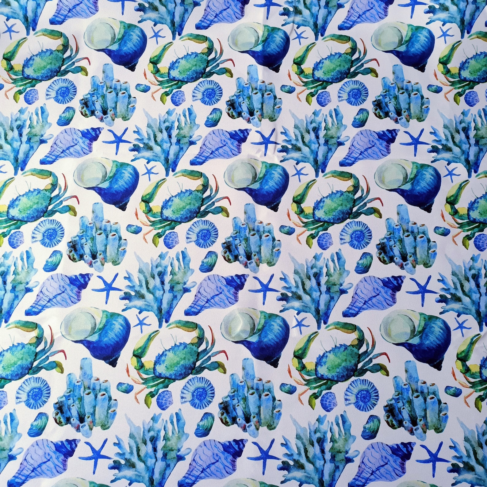 Nautical Fabric by the Yard, Seashell, Crab, Starfish, Nautical Decor ...