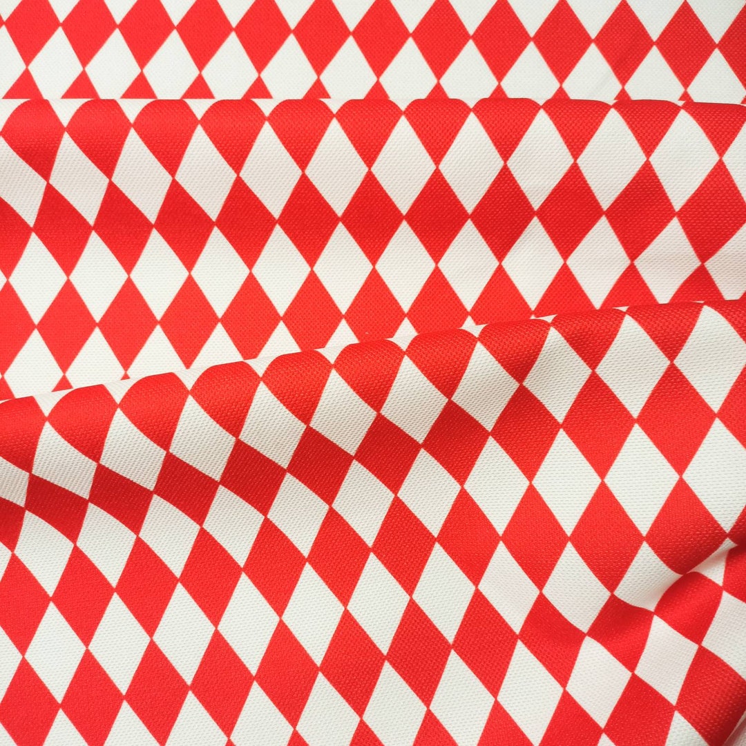Diamond Print Fabric, Red White Upholstery Fabric, Geometric Fabric ...