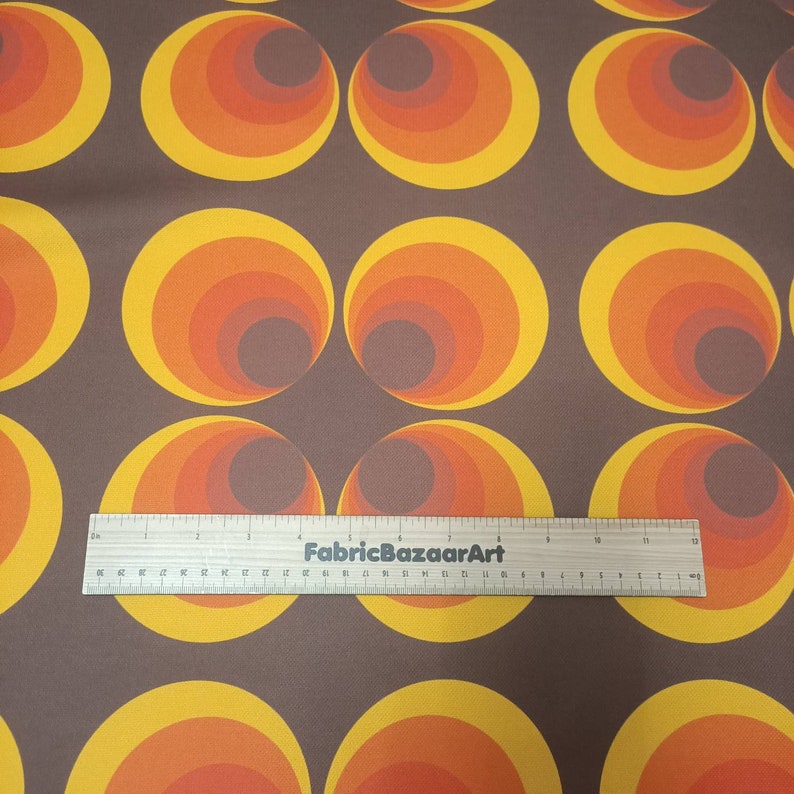 Retro Orange Yellow Fabric, Retro Decor 1960s 1970s, Retro Mid Century ...