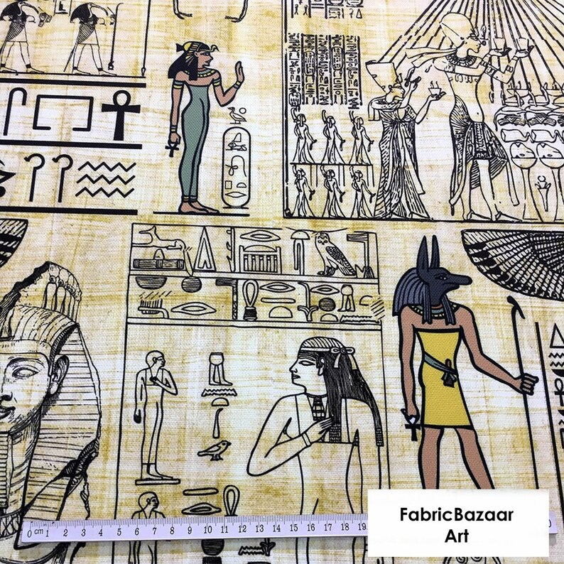 Egypt Papyrus Print Fabric - Ancient Classic Egypt Traditional Pattern ...