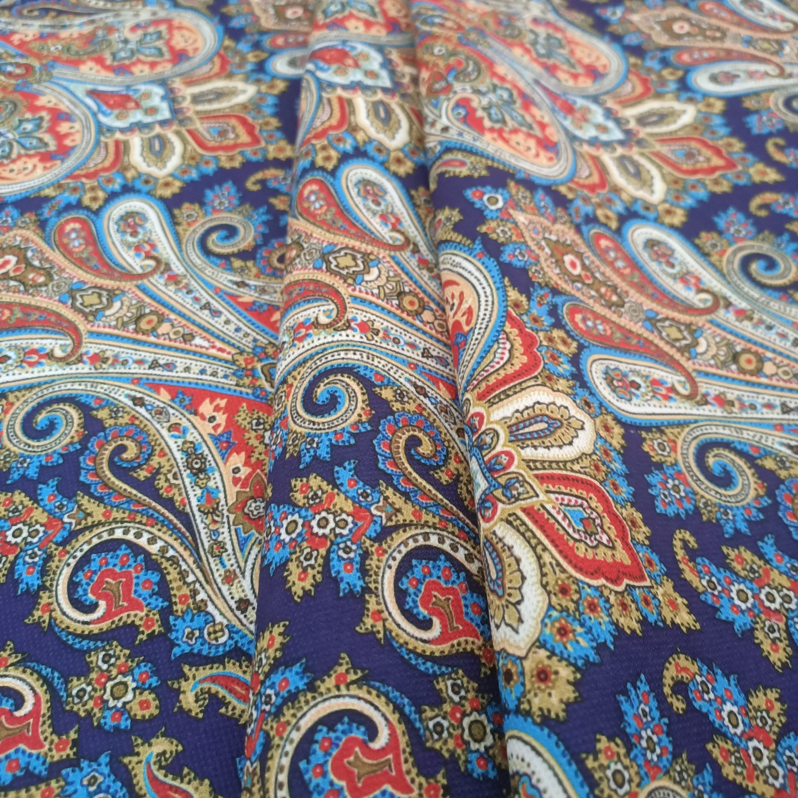 Blue Paisley Fabric for Upholstery Paisley Teal Orange Fabric | Etsy