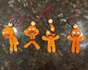 Set of 4 Gingerbread Men Ornaments - Etsy
