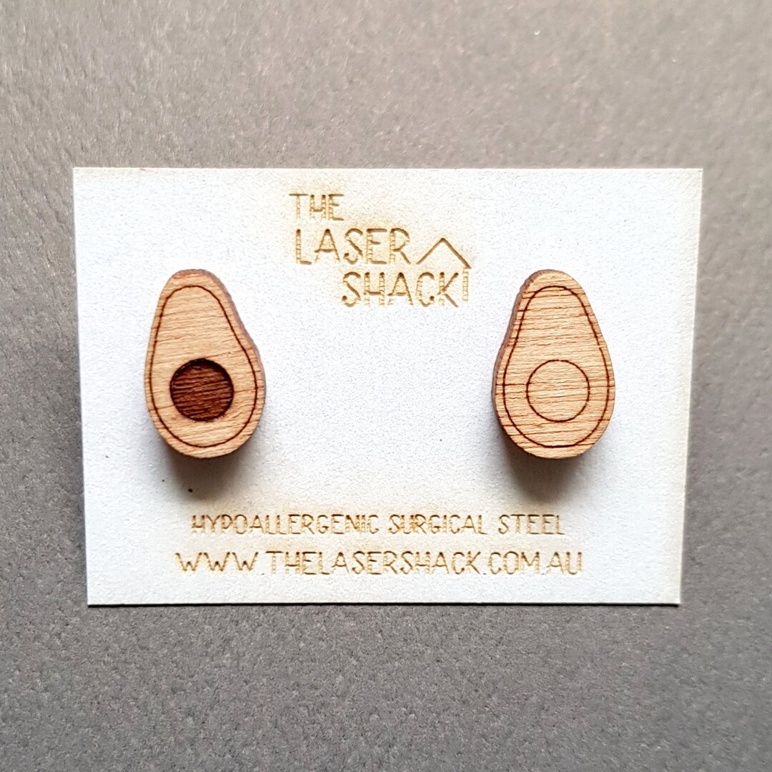 Avocado Studs Laser Engraved and Cut - Etsy